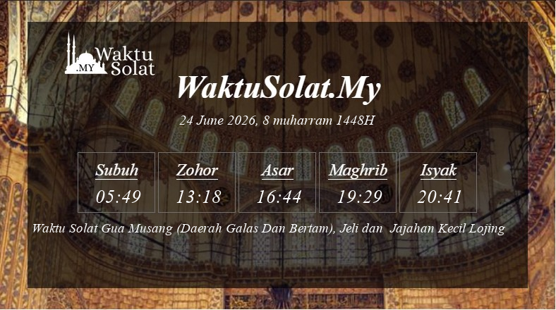 Waktu Solat Gua Musang (Daerah Galas Dan Bertam) Jeli dan Jajahan Kecil ...